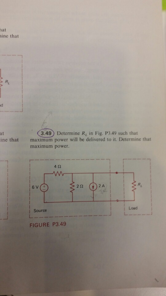Solved Determine RL in Fig. P3.49 such that maximum power | Chegg.com