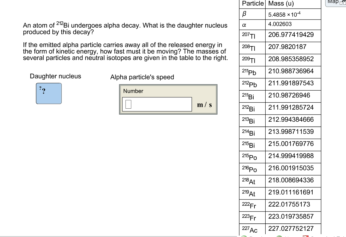 Solved An atom of^212Bi undergoes alpha decay. What is the | Chegg.com