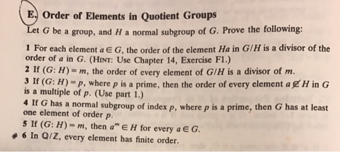 Solved Order of Elements in Quotient Groups Let G be a | Chegg.com