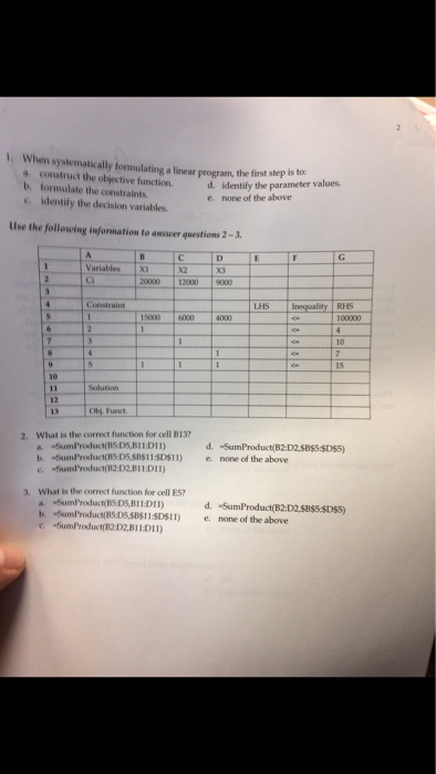 Solved When systematically formulating a linear program the | Chegg.com