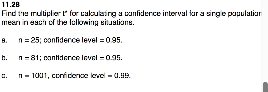 Solved 11.28 Find the multiplier t* for calculating a | Chegg.com