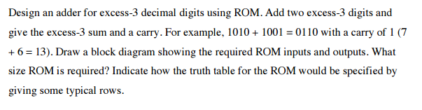 Solved Design an adder for excess-3 decimal digits using | Chegg.com