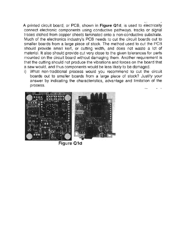 Solved A printed circuit board, or PCB, shown in Figure Q1d, | Chegg.com