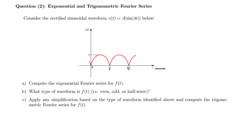 Solved Question (2): Exponential and Trigonometric Fourier | Chegg.com