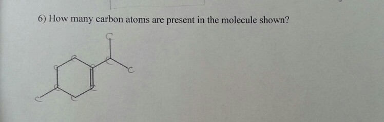 Solved How many carbon atoms are present in the molecule | Chegg.com