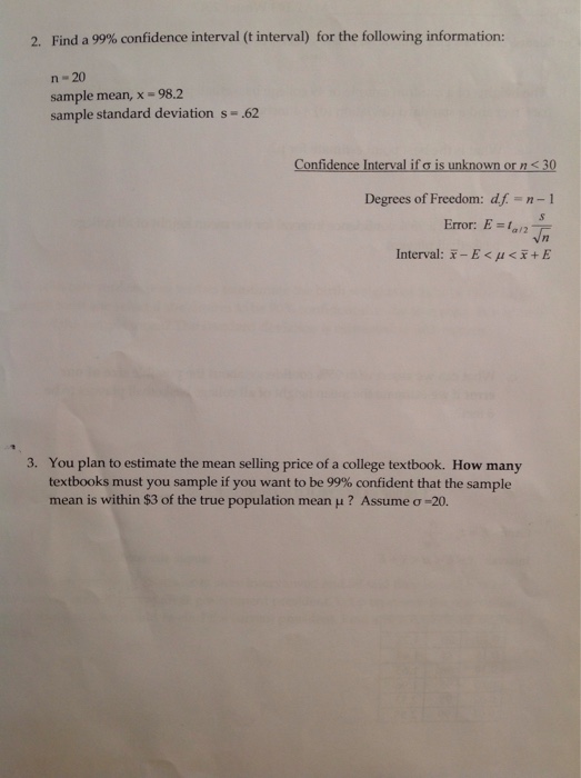 Solved Find a 99% confidence interval (t interval) for the | Chegg.com