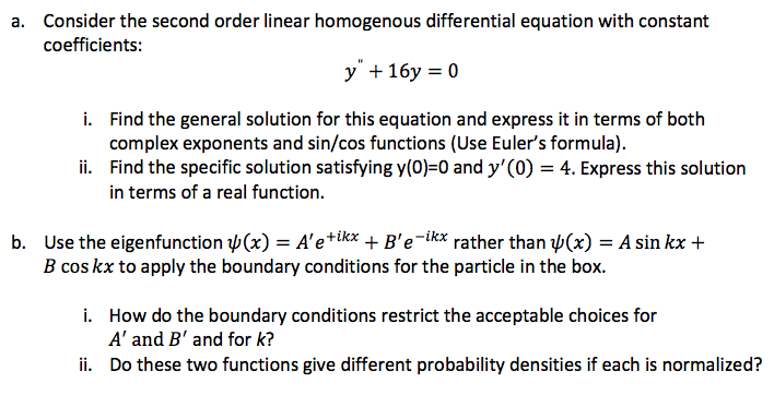 Solved A Consider The Second Order Linear Homogenous