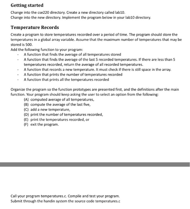 Solved Getting started Change into the cse220 directory. | Chegg.com