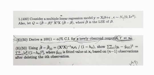 Solved 1.(400) Consider a multiple linear regression model y | Chegg.com