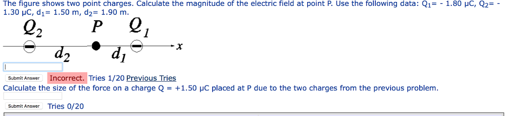 Solved The figure shows two point charges. Calculate the | Chegg.com