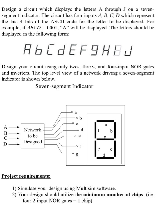 Solved Design a circuit which displays the letters A through | Chegg.com