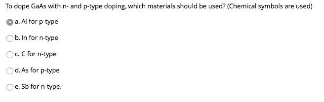 Solved To dope GaAs with n- and p-type doping, which | Chegg.com