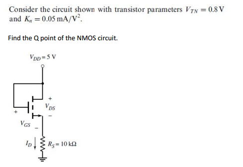 Solved Consider the circuit shown with transistor parameters | Chegg.com