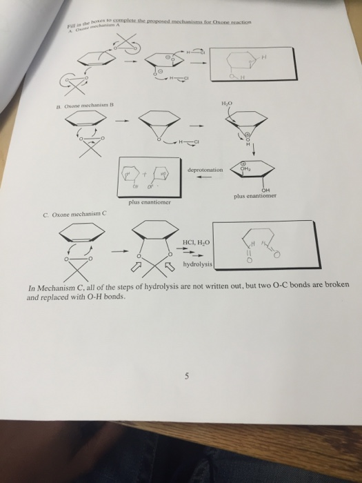 Solved boxes to Somplete proposed mechanisms for oxone | Chegg.com