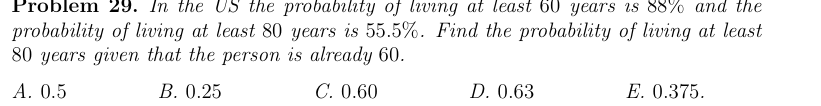Solved Problem 29. In the US the probability of living at | Chegg.com