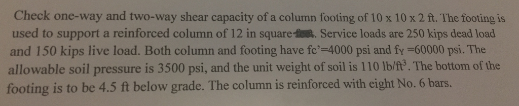 Solved Check one-way and two-way shear capacity of a column | Chegg.com