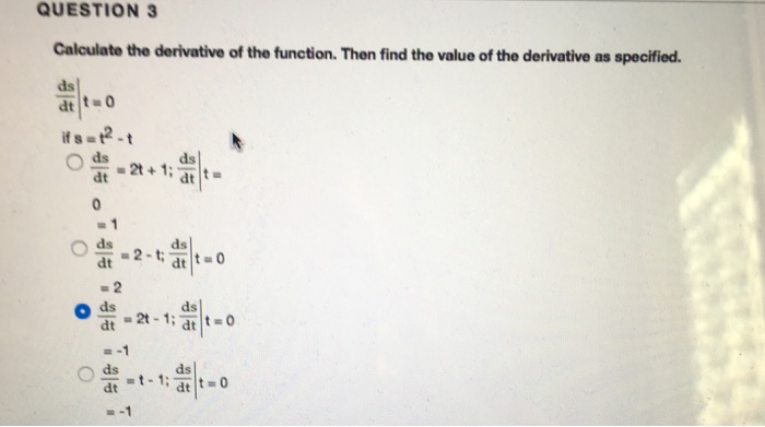 Solved Calculate the derivation of the function. Then find | Chegg.com