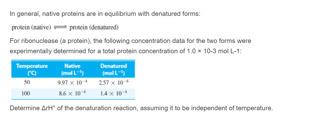 Solved In general, native proteins are in equilibrium with | Chegg.com