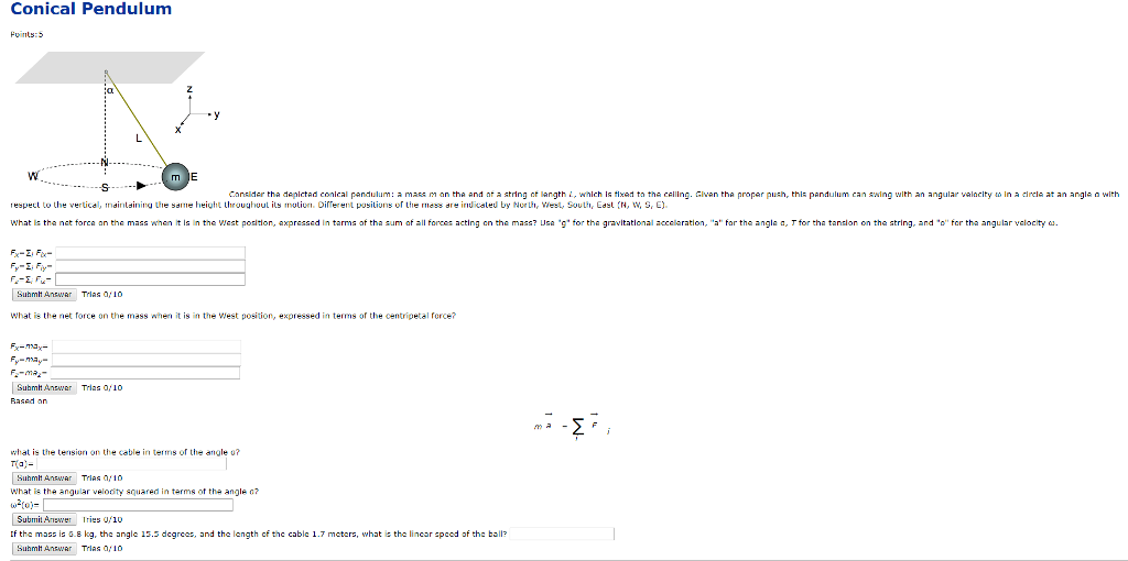 Solved Consider the depicted conical pendulum: a mass m on | Chegg.com