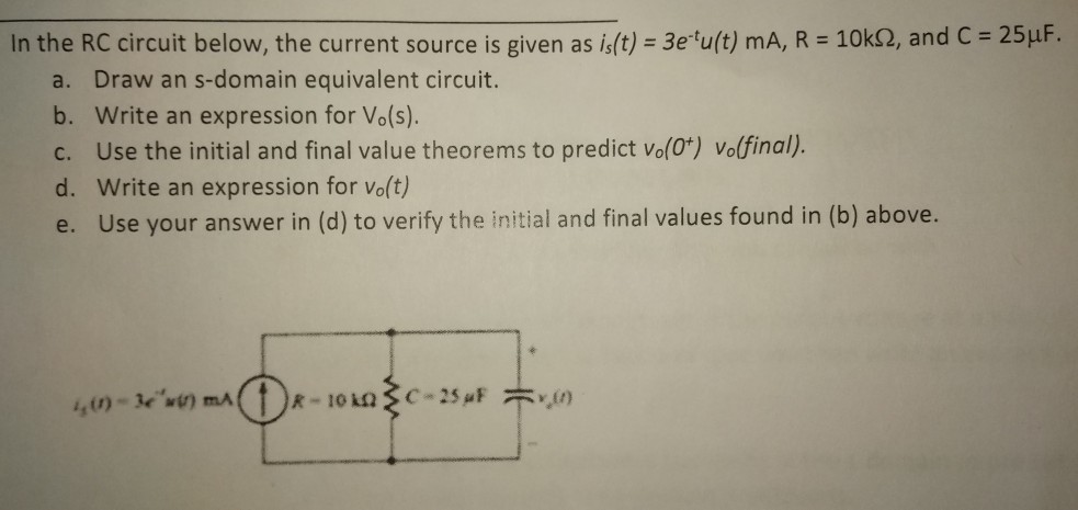 Solved In the RC circuit below, the current source is given | Chegg.com