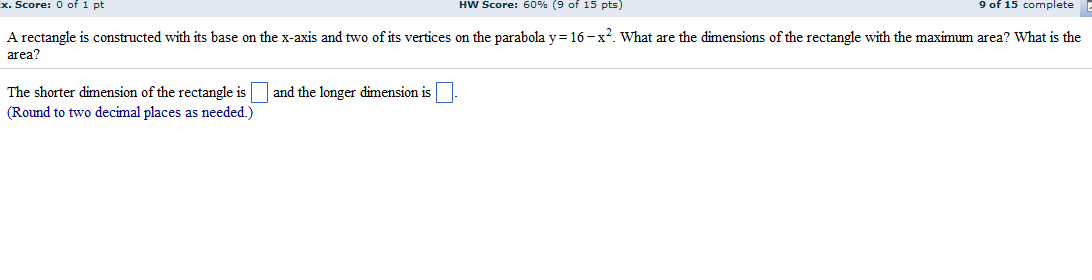 Solved A rectangle is constructed with its base on the | Chegg.com