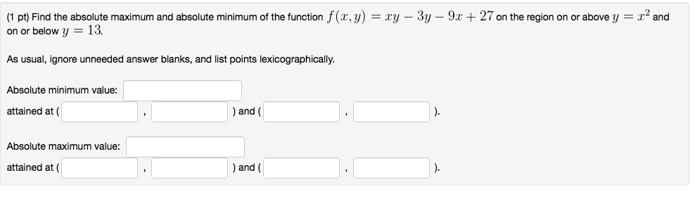 Solved Find the absolute maximum and absolute minimum of the | Chegg.com