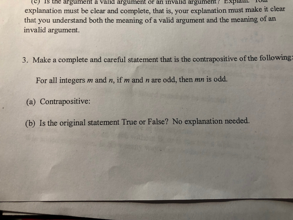 Solved (C) IS the argument a valid argument or an invalid | Chegg.com