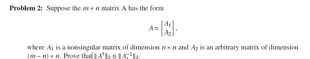 Solved Suppose the m times n matrix A has the form A = [A_1 | Chegg.com