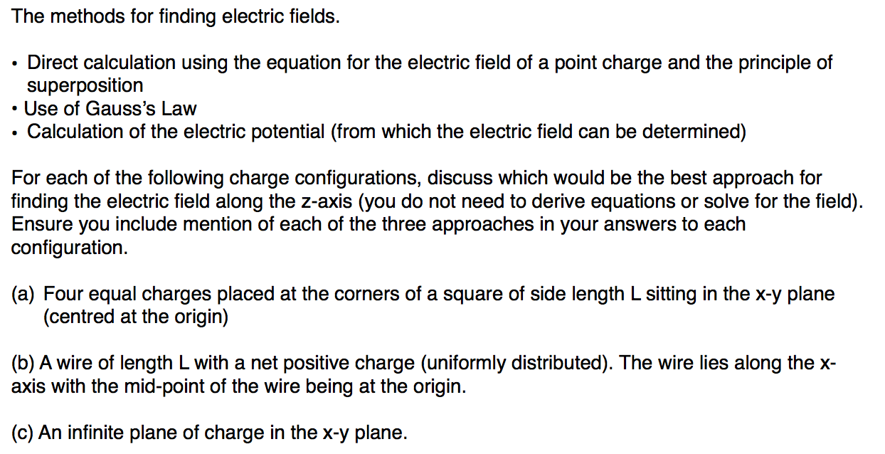 Solved The methods for finding electric fields. Direct | Chegg.com