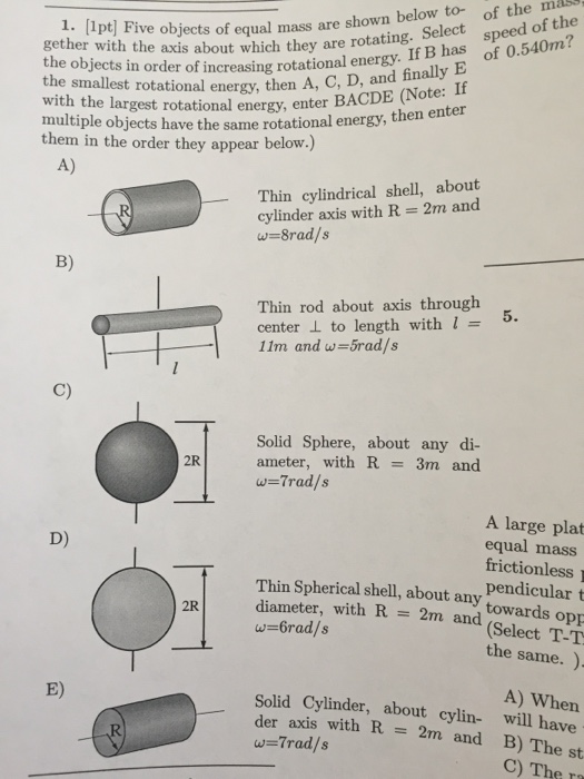 Solved of the ma objects of equal mass are shown below to- | Chegg.com