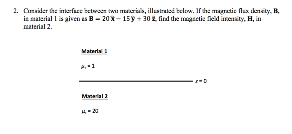 Solved 2. Consider the interface between two materials, | Chegg.com