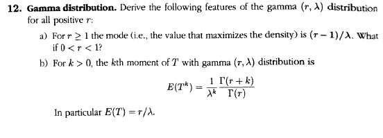 Gamma distribution. Derive the following features of | Chegg.com