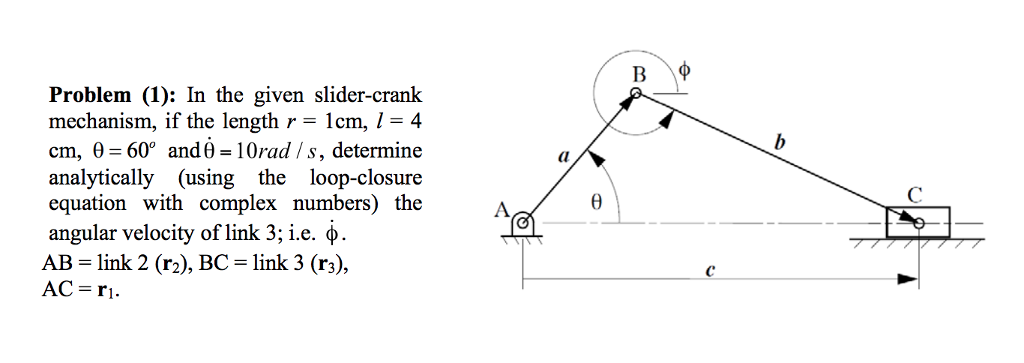 Solved Problem (1): In the given slider-crank mechanism, if | Chegg.com