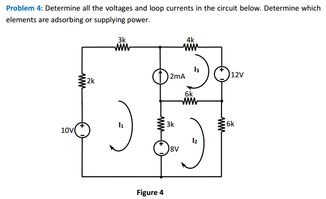 Solved Determine all the voltages and loop currents in the | Chegg.com