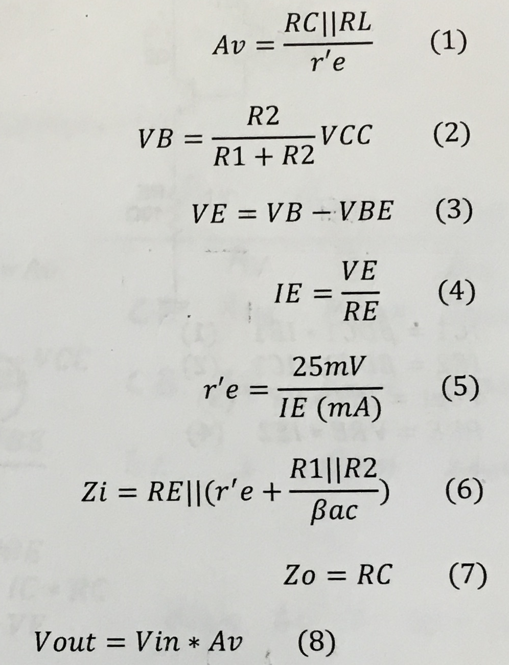 Common-Base Amplifier Here are the formulas | Chegg.com