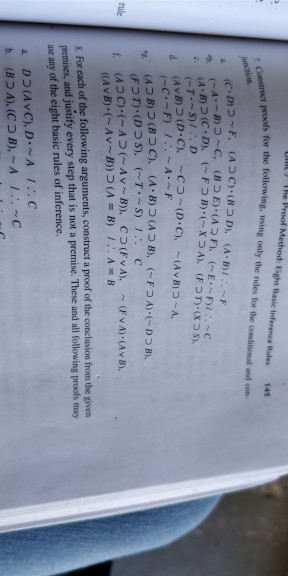 Solved Il The Proof Method: Eight Basic Inference Rules 145 | Chegg.com