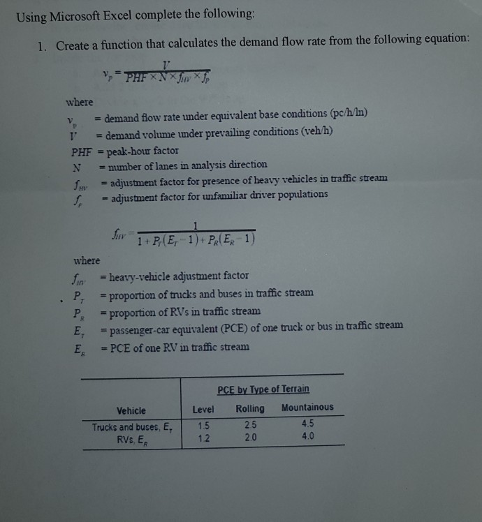 Solved Using Microsoft Excel complete the following: 1. | Chegg.com