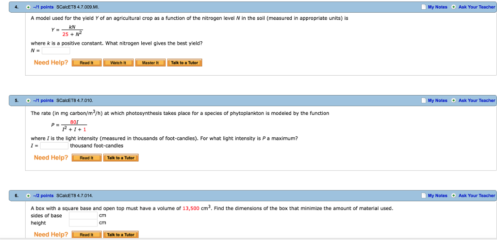 Solved 4. -11 points SCalcET8 4.7.009.MI My Notes Ask Your | Chegg.com Solved 4. -11 points SCalcET8 4.7.009.MI My Notes Ask Your | Chegg.com