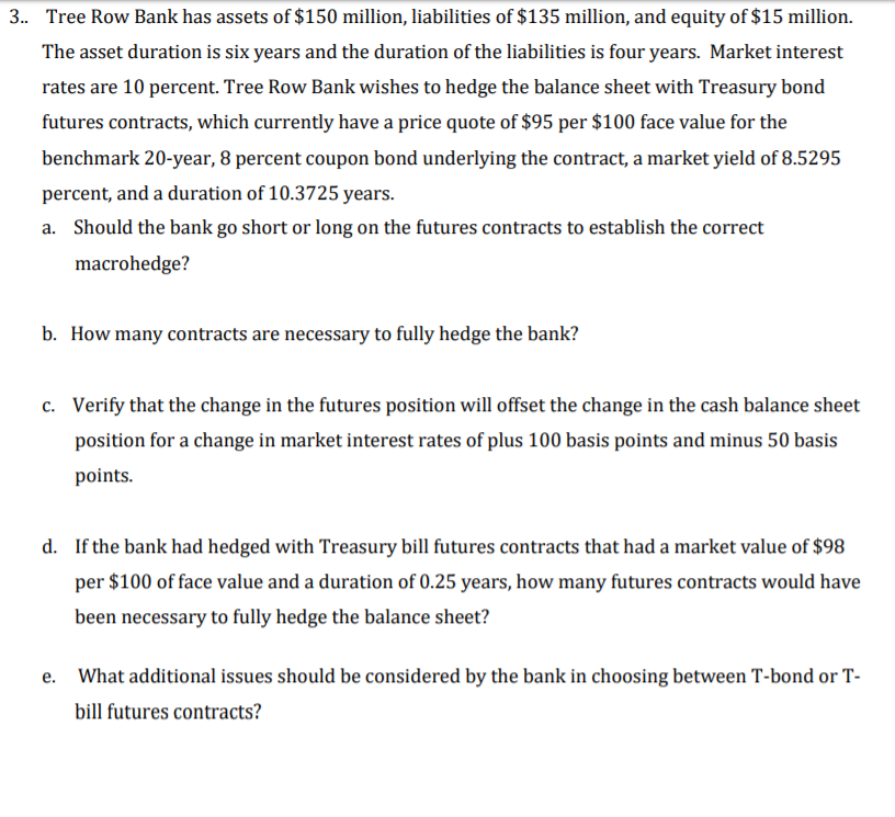 Solved Tree Row Bank has assets of $150 million, liabilities | Chegg.com