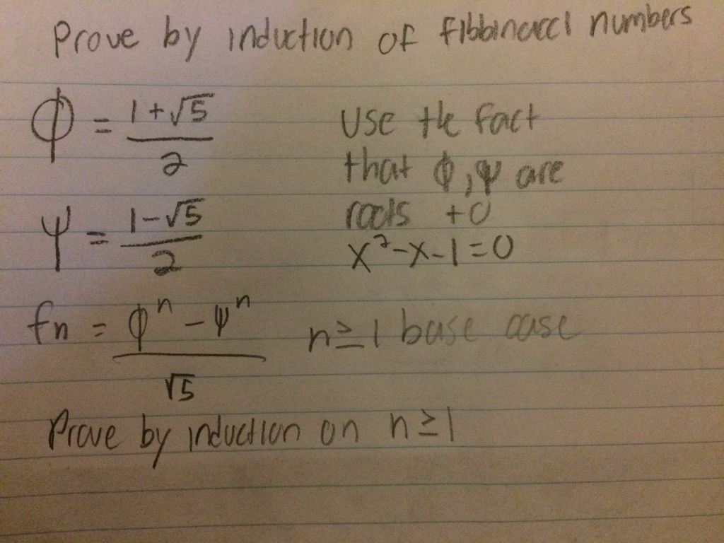 Prove By Induction Of Fibonacci Numbers Phi = 1 +