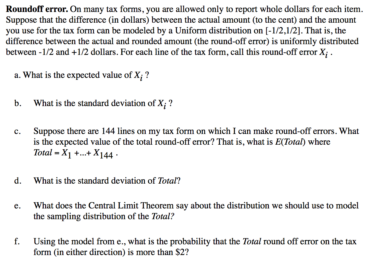 Solved Round off error. On many tax forms, you are allowed | Chegg.com