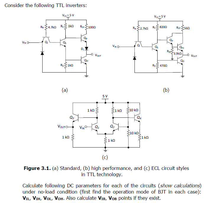 Solved Consider the following TTL inverters: Calculate | Chegg.com
