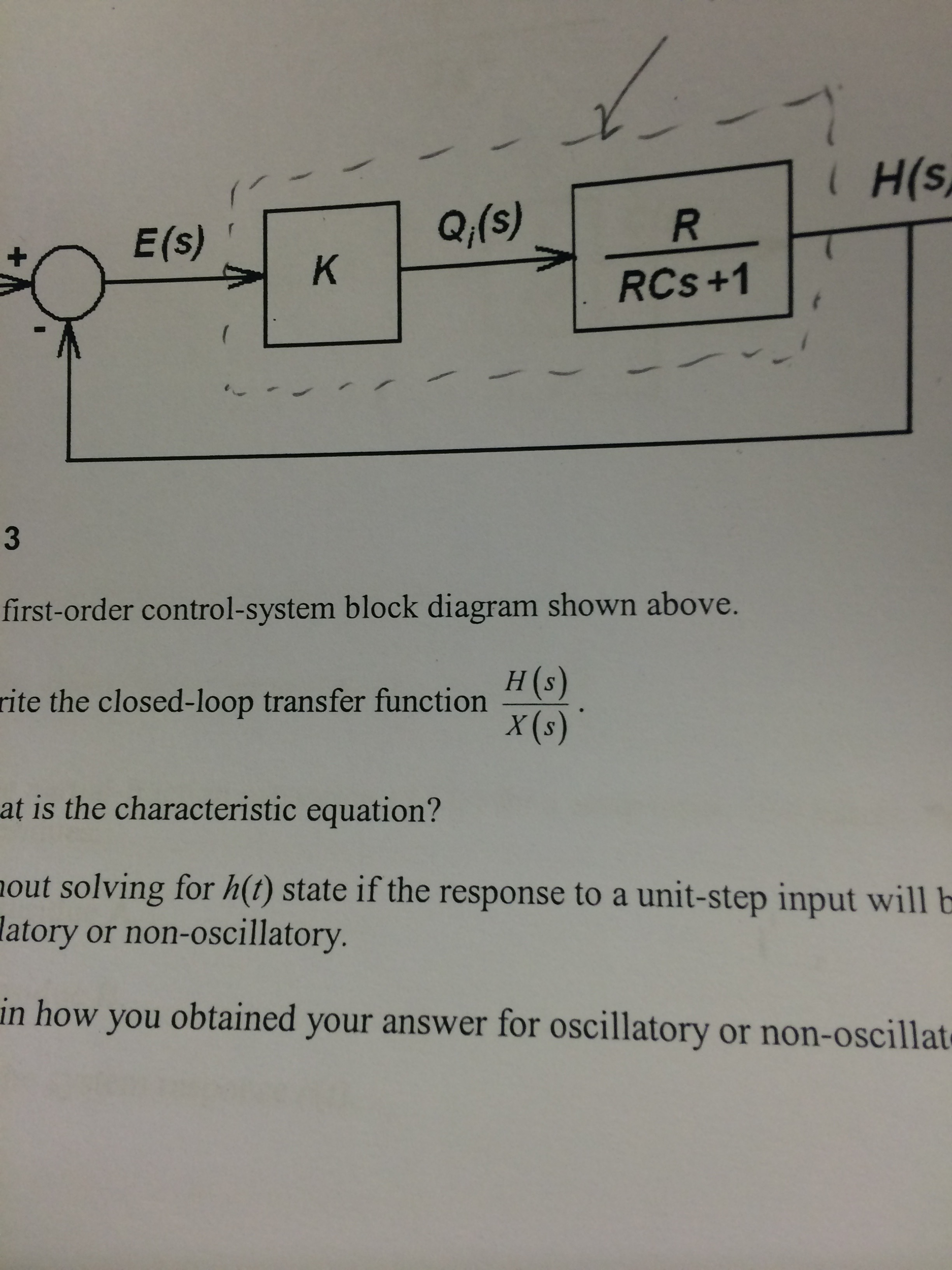 Solved A first-order control-system block diagram shown | Chegg.com