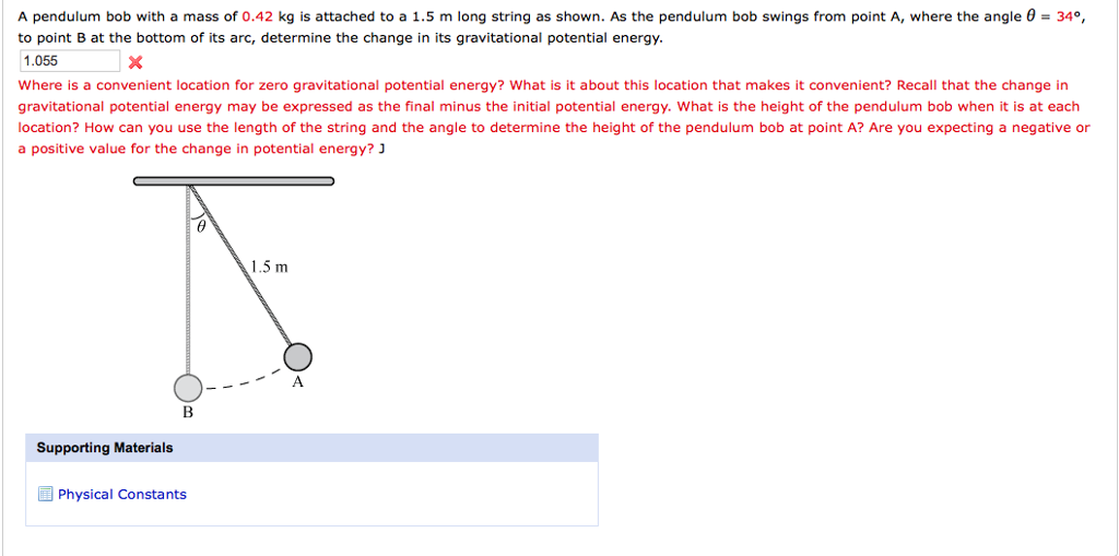 Solved A pendulum bob with a mass of 0.42 kg is attached to | Chegg.com