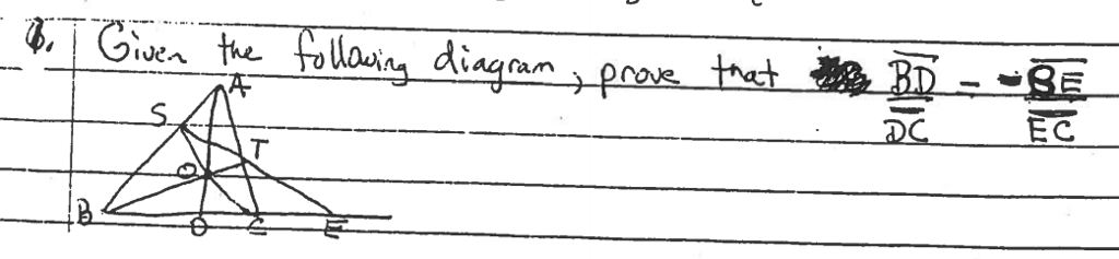 Given the following diagram, prove that BD bar/DC bar | Chegg.com