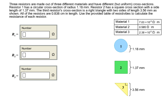 Solved Three resistors are made out of three different | Chegg.com