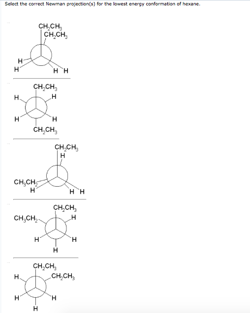 Solved Select the correct Newman projection(s) for the | Chegg.com