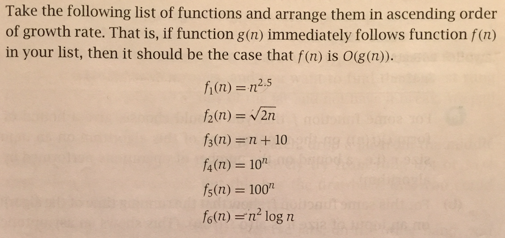 Solved Take the following list of functions and arrange them | Chegg.com