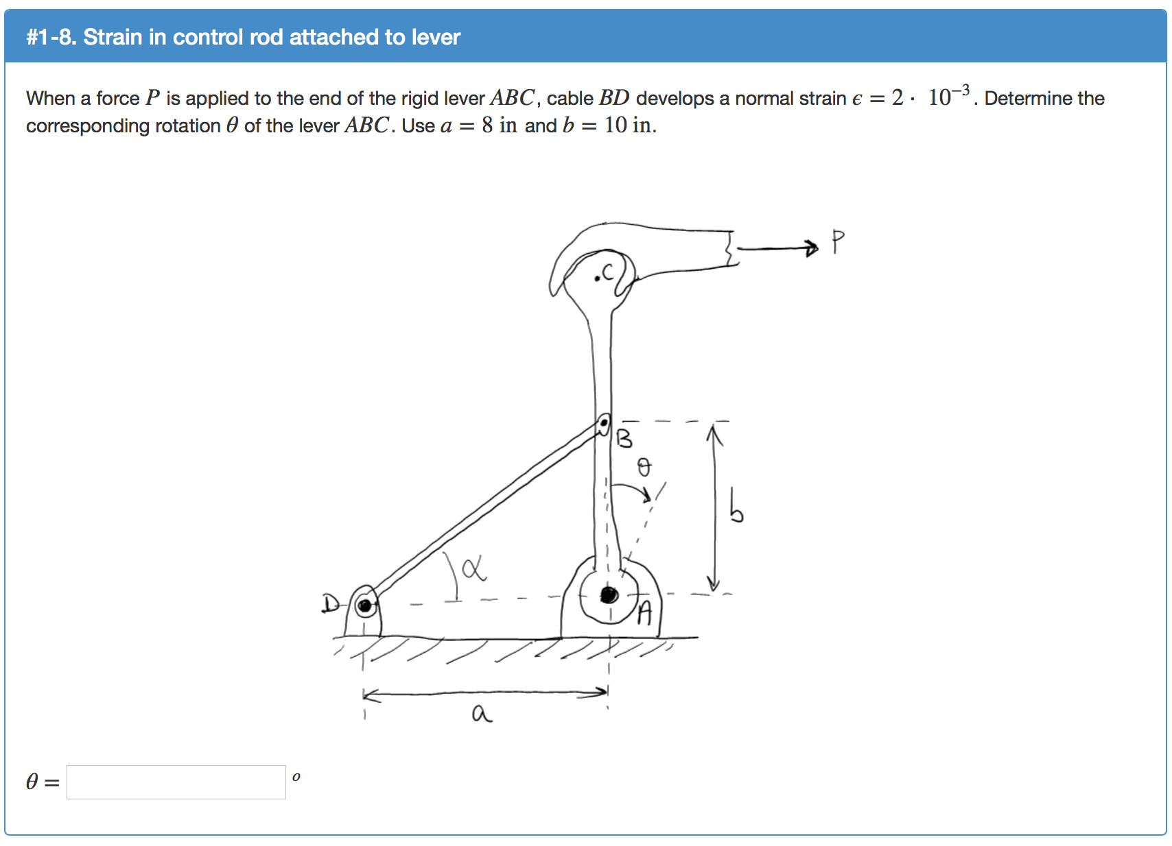 When a force P is applied to the end of the | Chegg.com