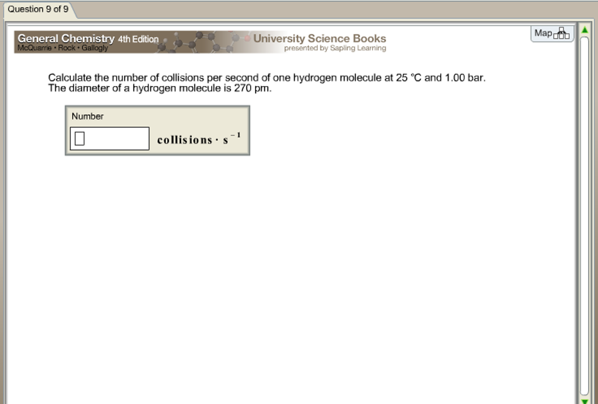Solved Calculate the number of collisions per second of one | Chegg.com
